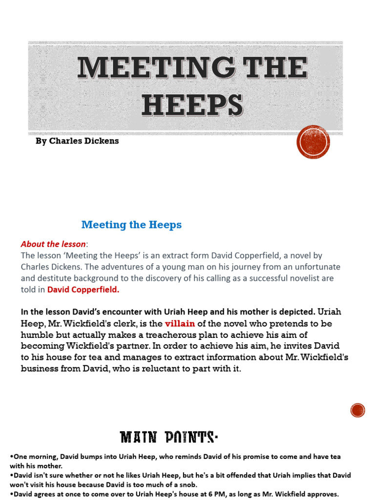 MEETING THE HEEPS - Notebook Work | PDF | David Copperfield | Humility