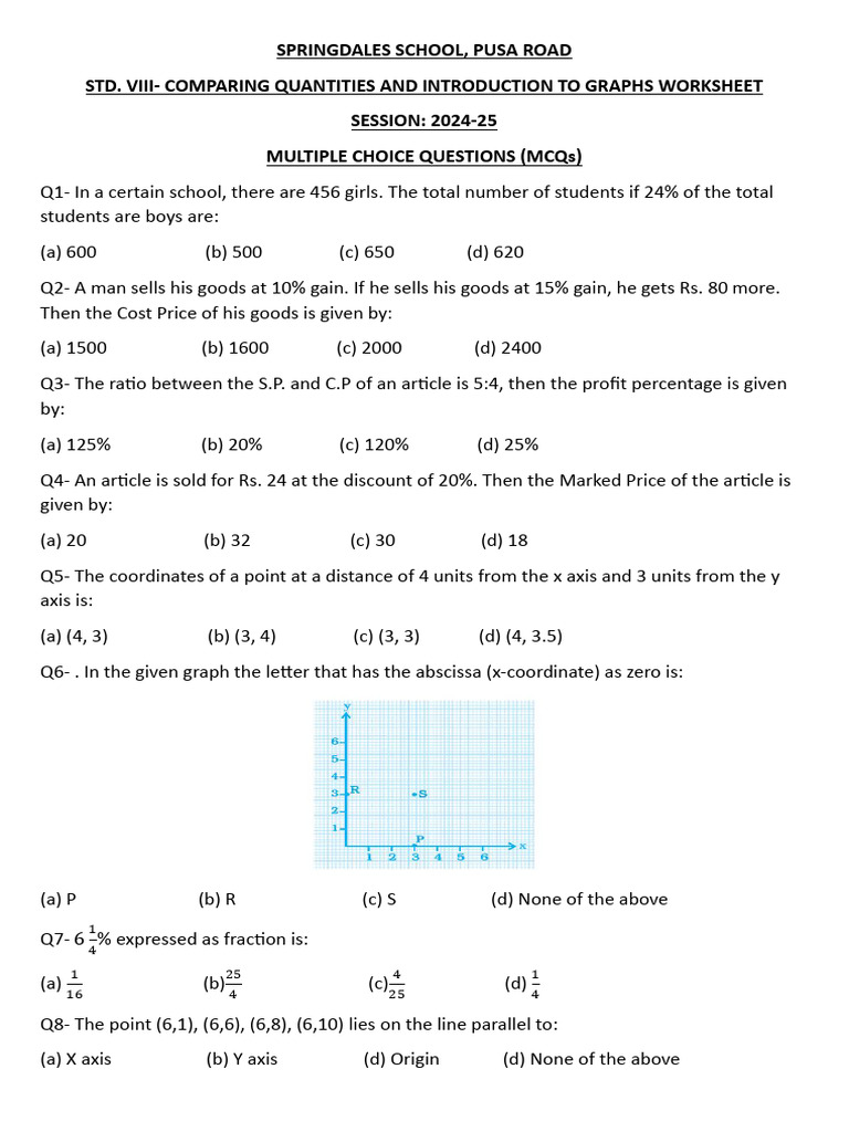 COMPARING QUANTITIES & INTRO TO GRAPHS WORKSHEET | PDF