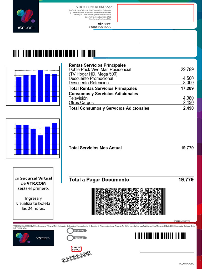 Boleta Electrónica VTR Comunicaciones | PDF | Televisión | Medios de ...