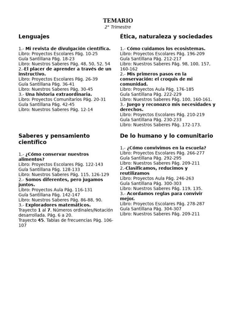 Temario de exámenes 2o Trimestre | PDF
