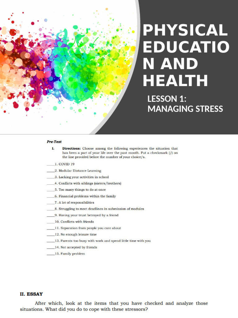 Lesson 3.1 Managing Stress | PDF