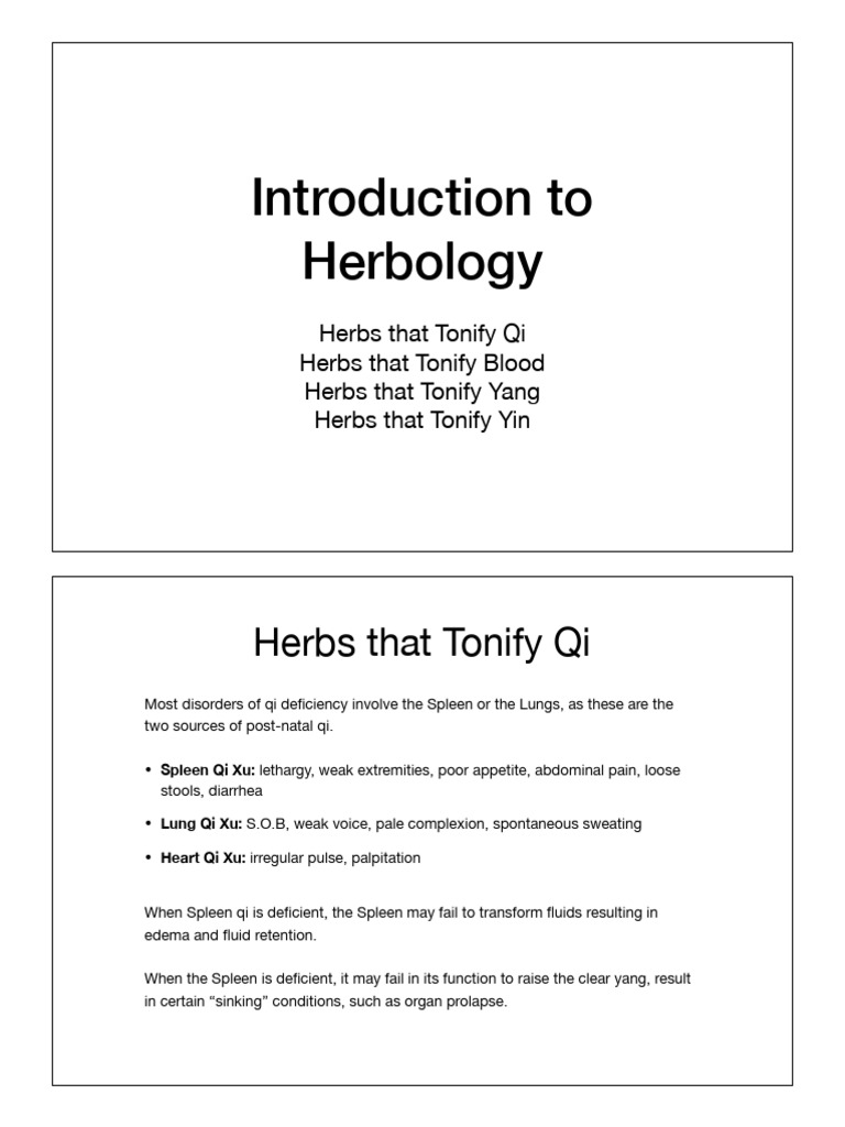A7. Herbs That Tonify Qi, Blood, Yang, Yin | PDF | Medical Specialties ...