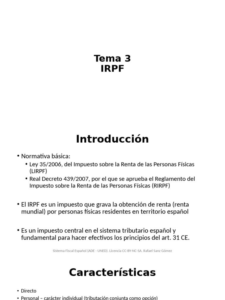 Tema 3 IRPF | PDF | Impuestos | España
