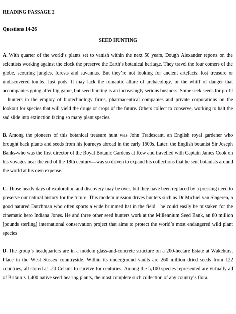 Reading Passage 2 | PDF | Agriculture | Extinction