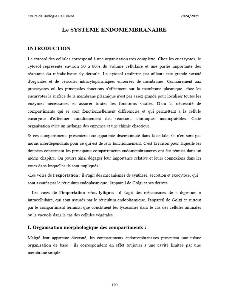 Système Endomembranaire en Biologie Cellulaire | PDF | Lysosome ...