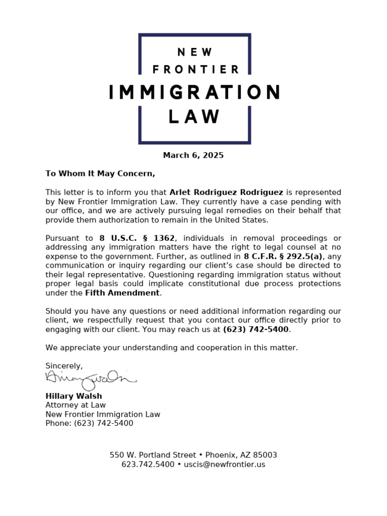 Letter From HW - Signed_ARR | PDF