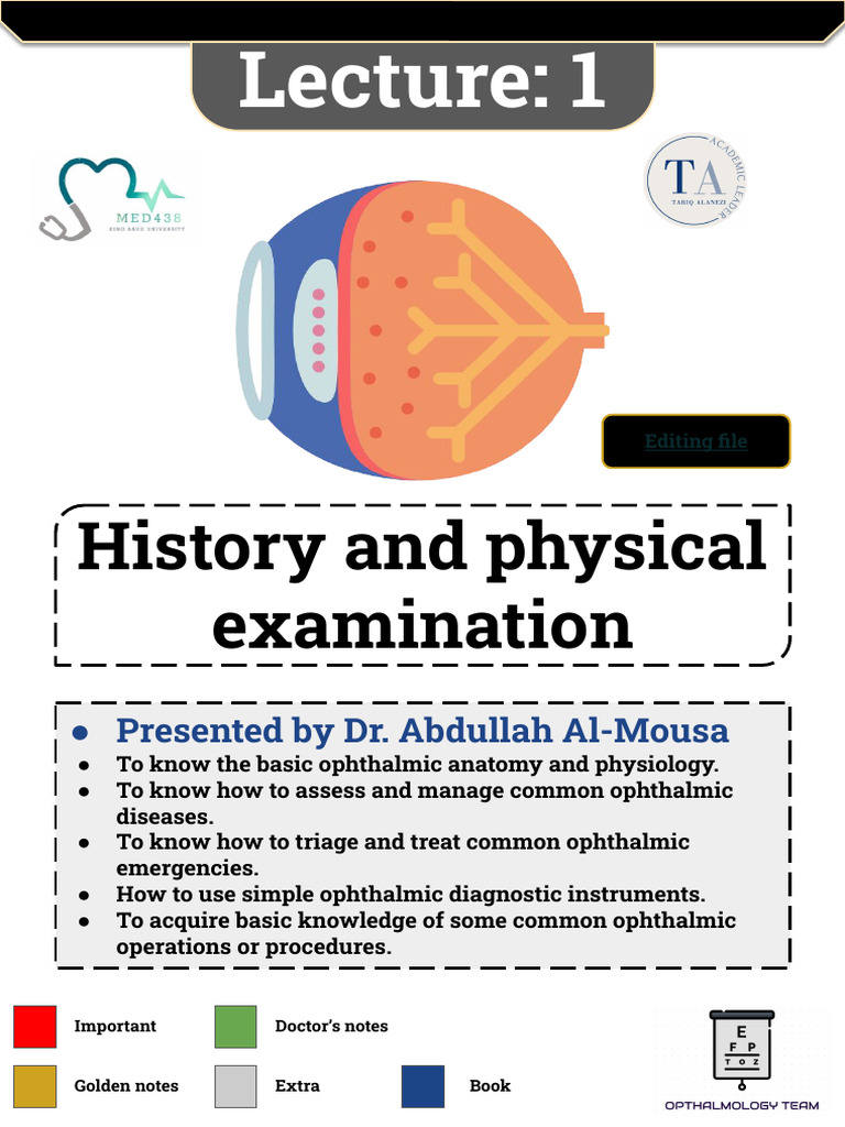 L1 - History and Physical Examination | PDF | Visual System | Retina