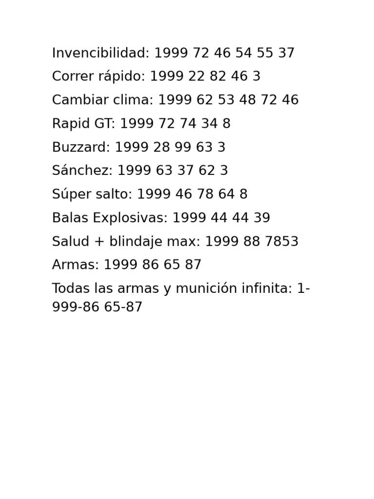 Códigos de Teléfono GTA 5 | PDF