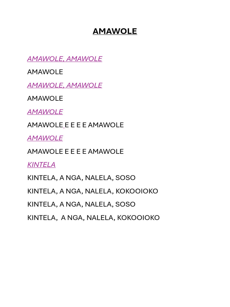 AMAWOLE Paroles | PDF