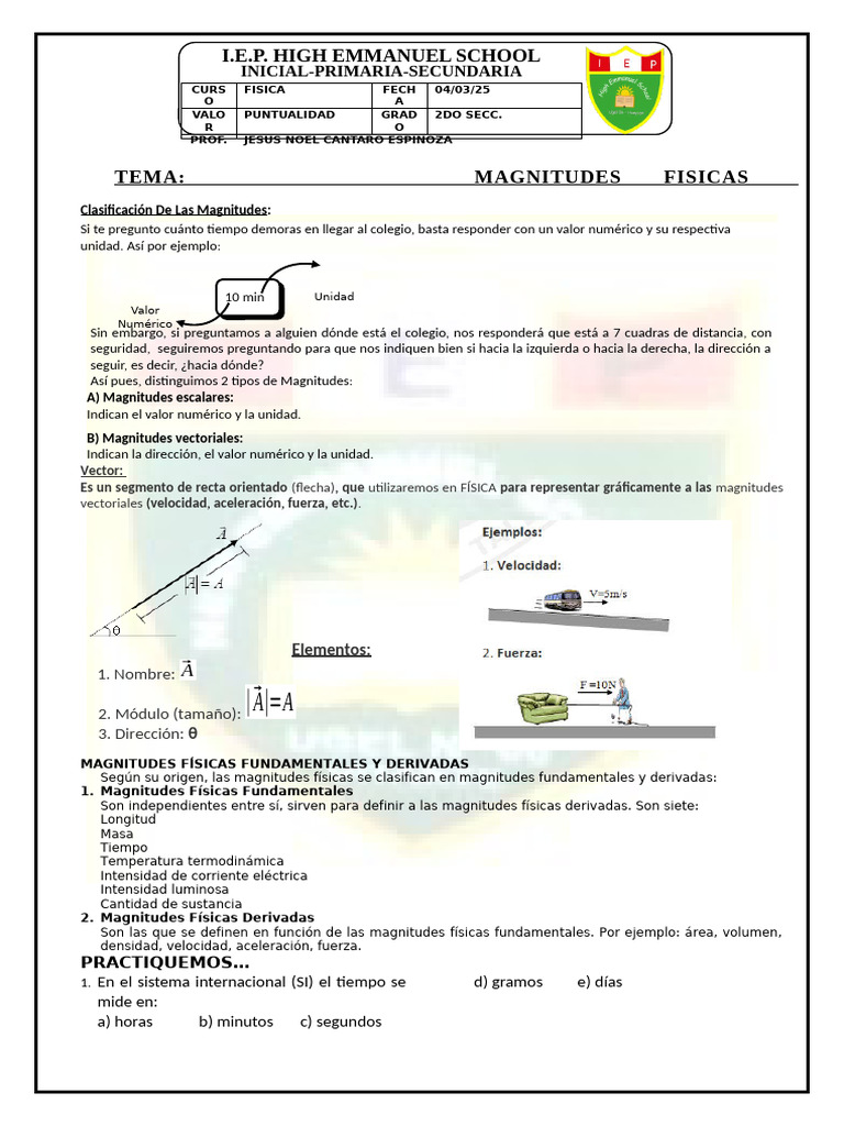 Fisi 2do Secc | PDF | Vector Euclidiano | Sistema Internacional de Unidades