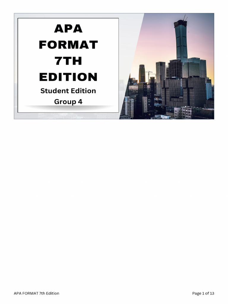 Apa Format 7th Edition | PDF