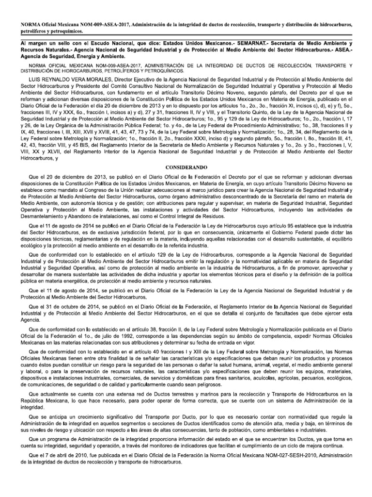 Nom-009-Asea-2017 Ductos | PDF
