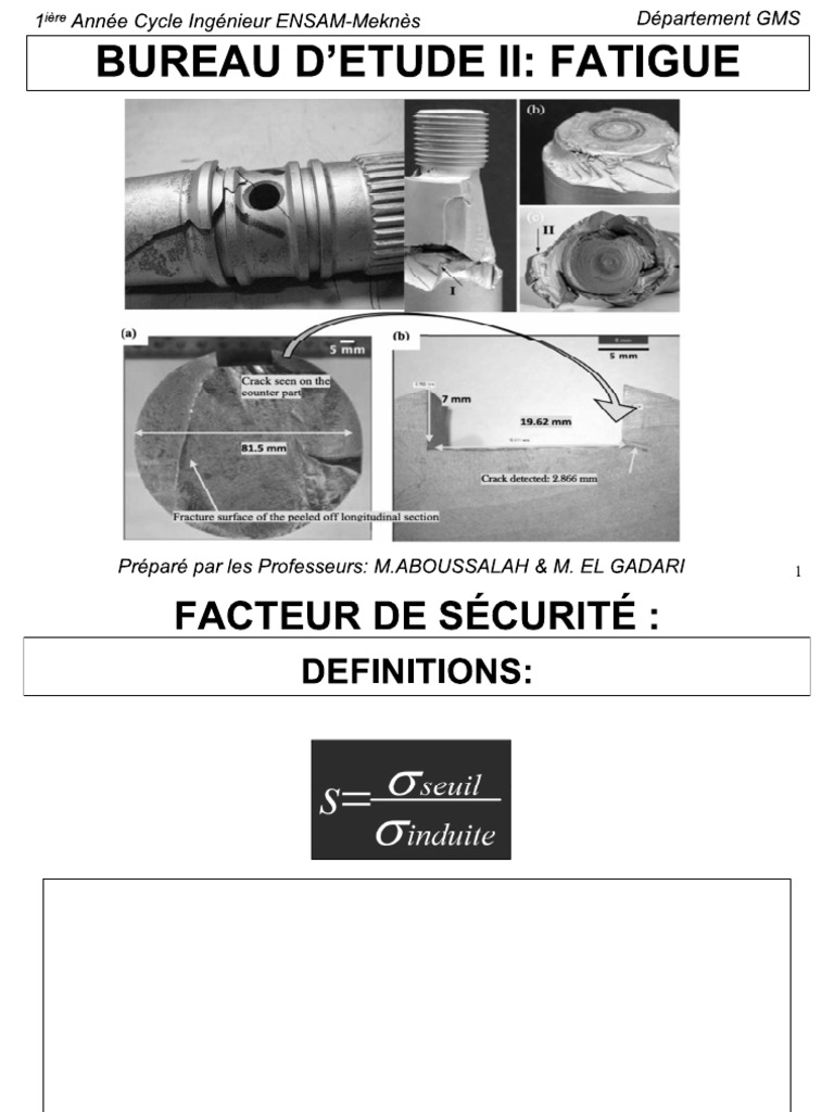 Seance 2 - Calcul Fatigue - Version Etudiant | PDF