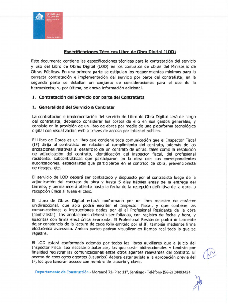 6.8 Especificaciones Técnicas Libro de Obra Digital (LOD) | PDF