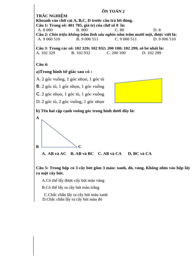 HKI-Ôn Toán2 | PDF