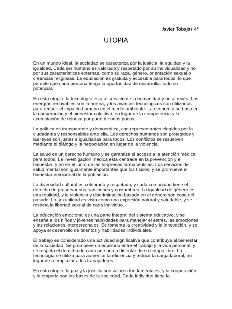 Utopia | PDF | utopía | Igualdad social