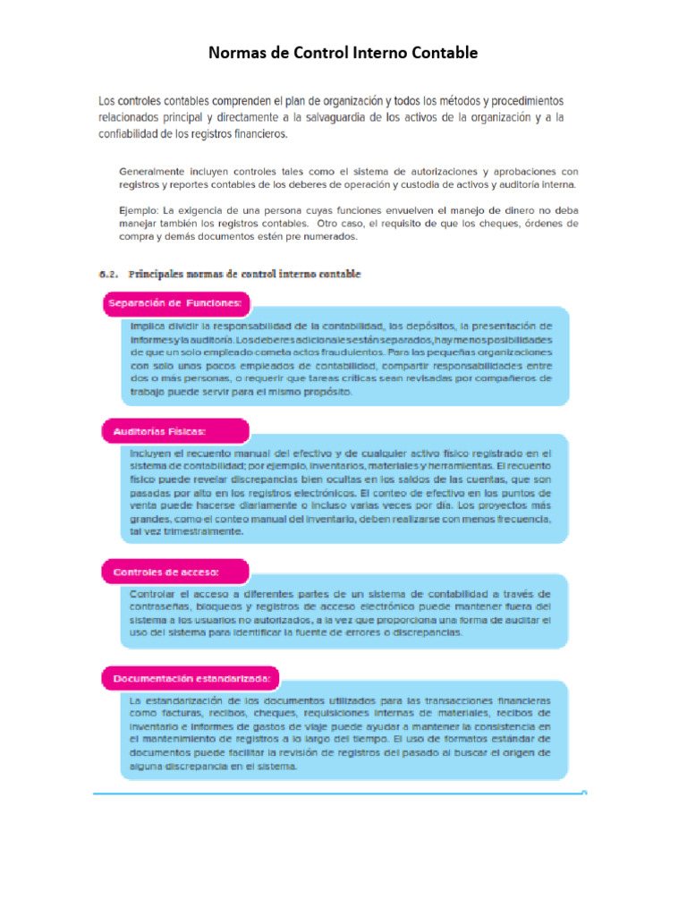Normas de Control Interno Contable | PDF