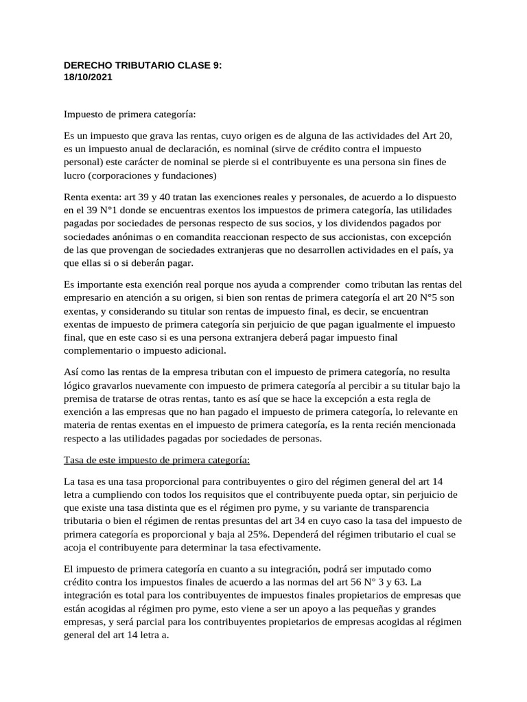 DERECHO TRIBUTARIO CLASE 9_ | PDF | Impuestos | Pequeñas y medianas empresas