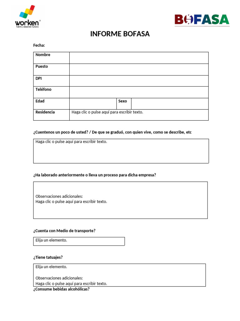 Informe de Evaluación de Candidatos BOFASA | PDF