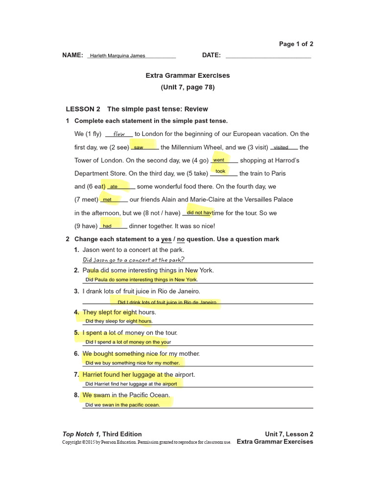 IDIN 2 UNIT 7 LESSON 2 | PDF