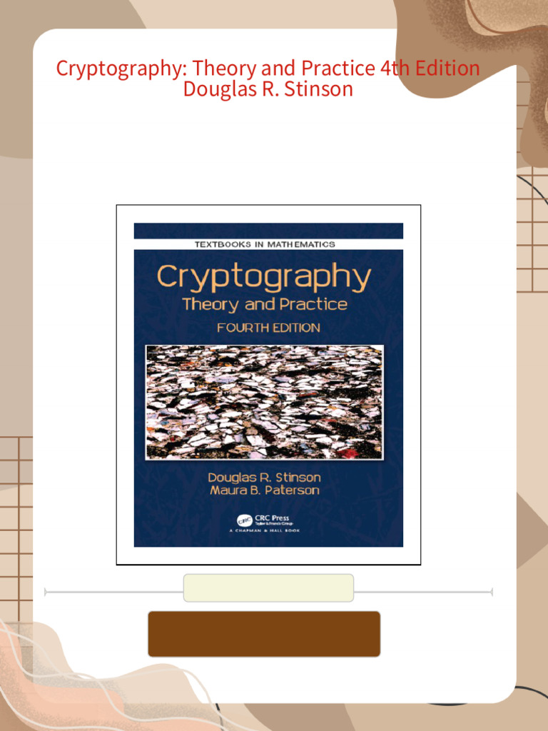 Cryptography: Theory and Practice 4th Edition Douglas R. Stinson - The Complete Ebook Set Is ...