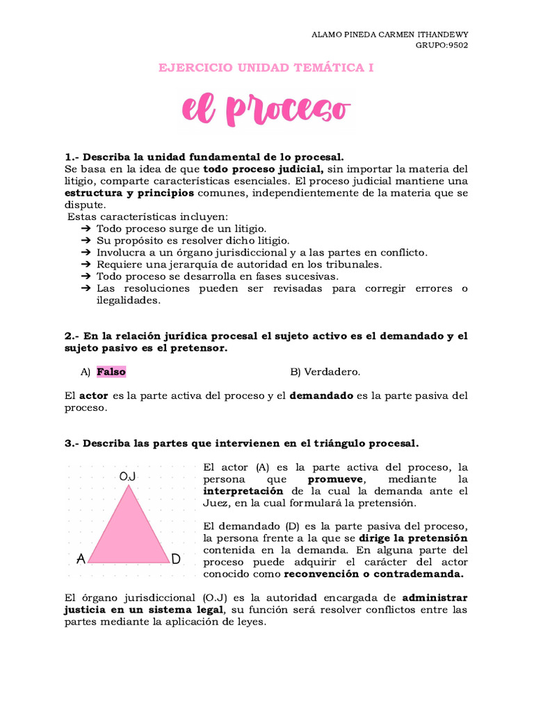 El Proceso - Ejercicio Tematico | PDF | Ley procesal | Jurisdicción