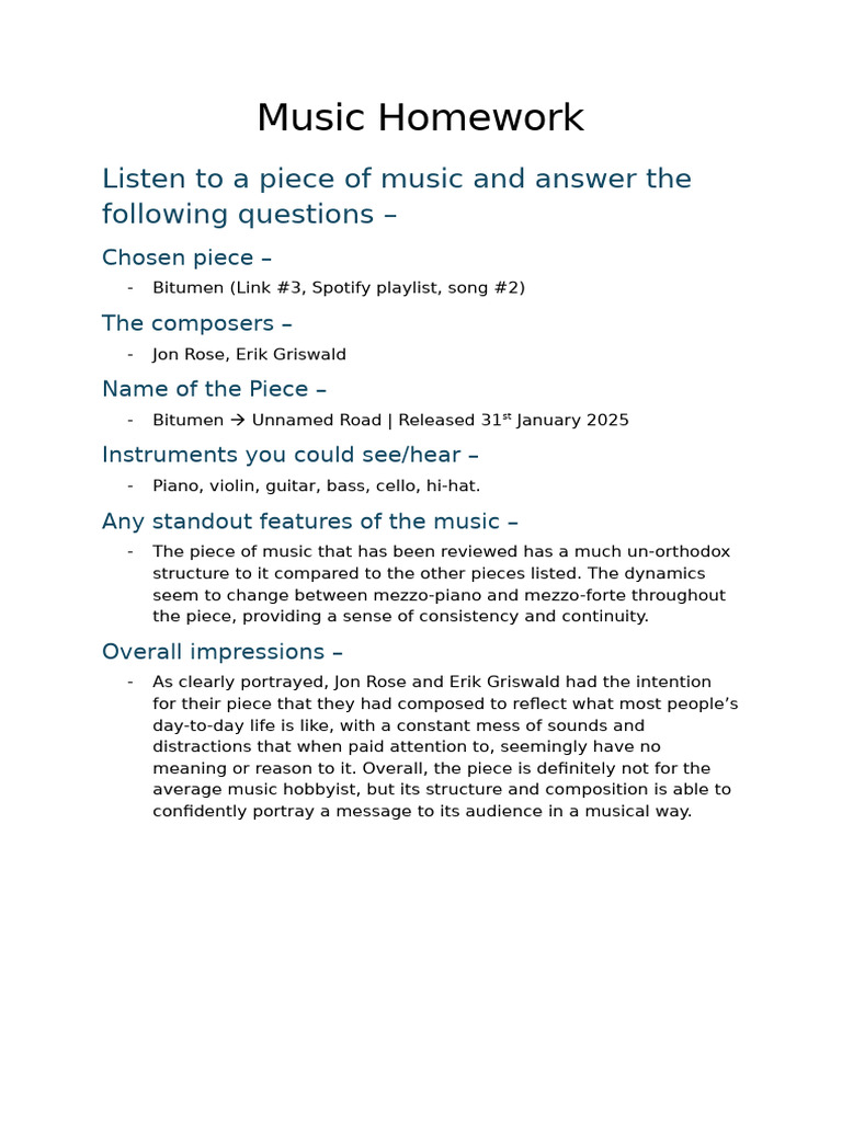 Music Homework-1 | PDF