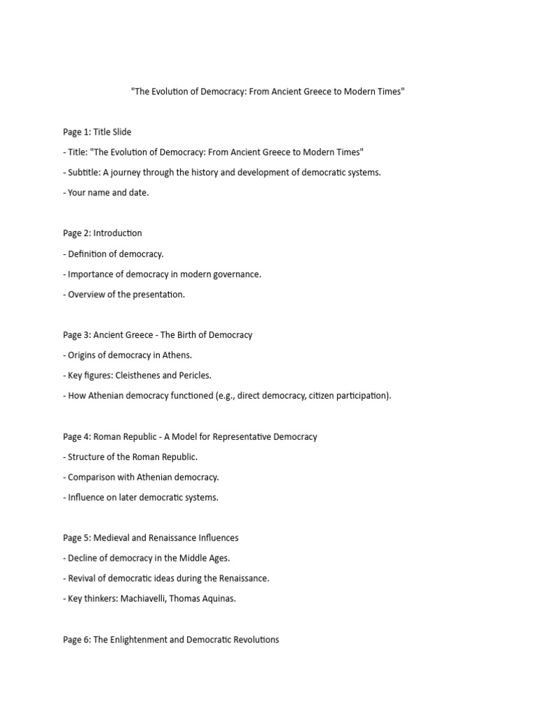 The Evolution of Democracy: From Ancient Greece To Modern Times | PDF
