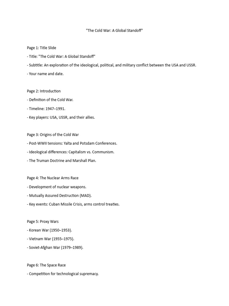 The Cold War: A Global Standoff | PDF