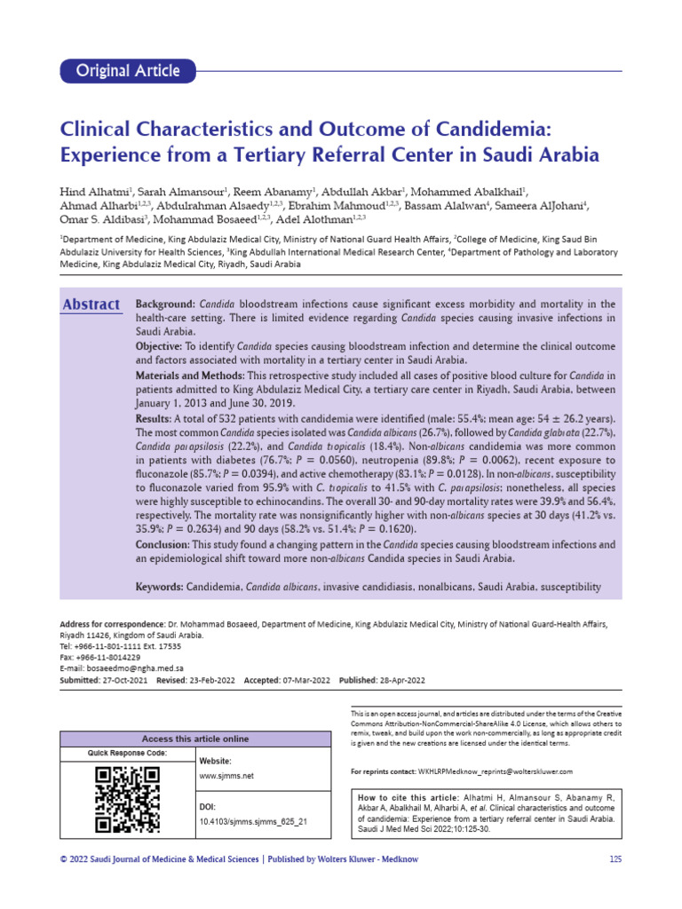 Clinical_Characteristics_and_Outcome_of_Candidemia | PDF | Candida ...