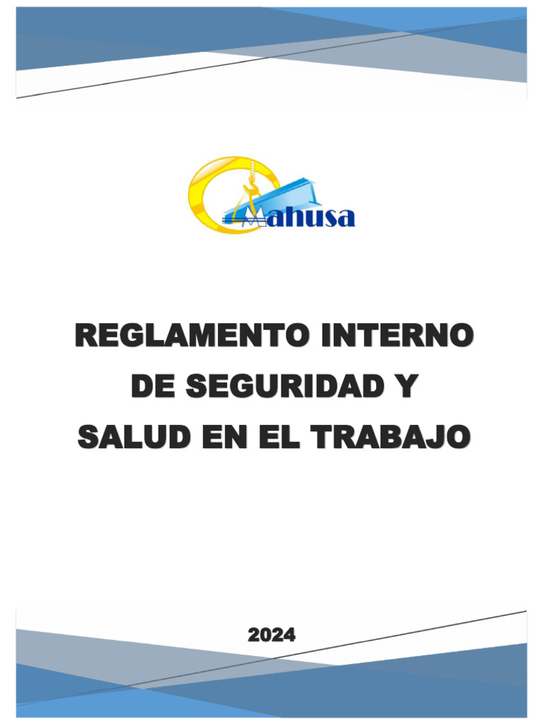 REGLAMENTO INTERNO DE SEGURIDAD Y SALUD EN EL TRABAJO 2024 | PDF | Seguridad y salud ocupacional ...