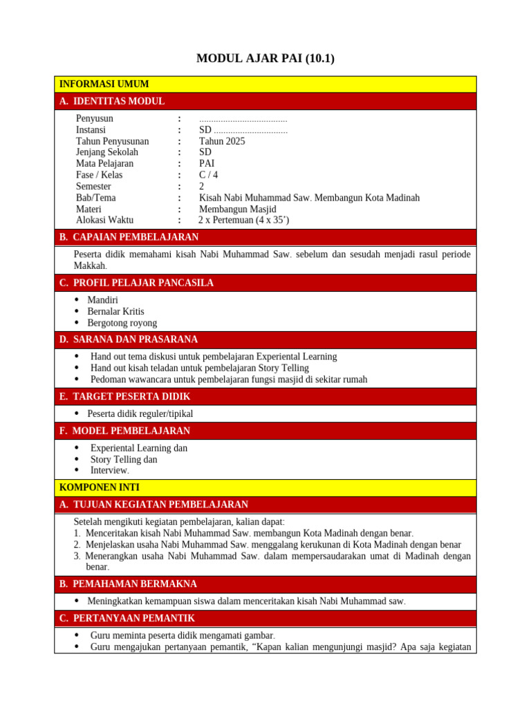 Modul Ajar PAI: Kisah Nabi Muhammad | PDF