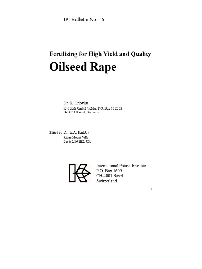 No 16 Oilseed Rape | PDF | Rapeseed | Fat