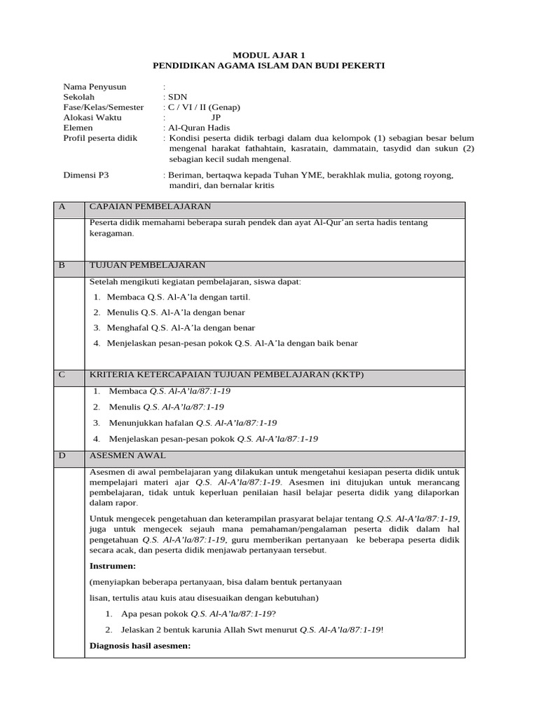 Modul Ajar Kelas Vi SMSTR 2 (Utuh) | PDF