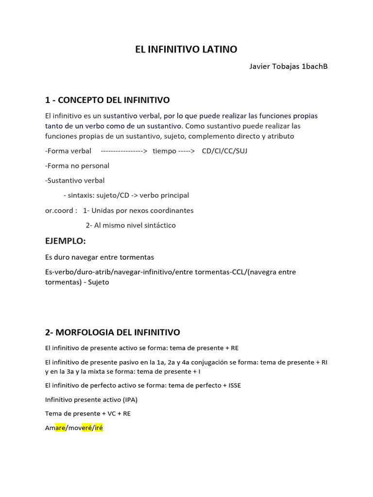 El Infinitivo Latino | PDF