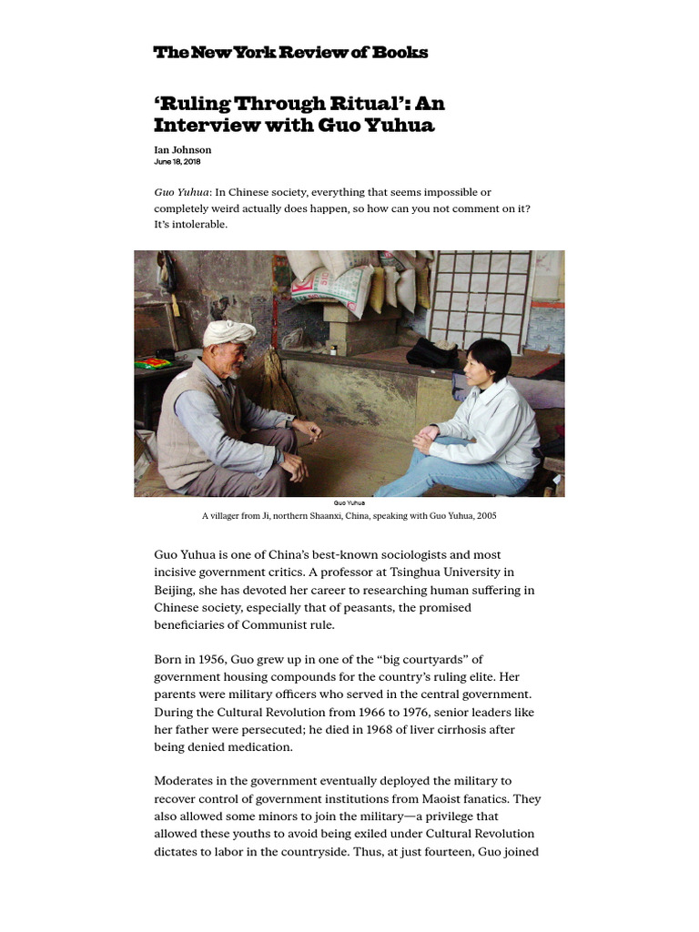 Ruling Through Ritual' - An Interview With Guo Yuhua - by Ian Johnson ...