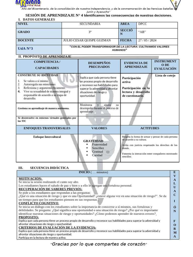 SA4 UdA3 DPCC 3AB | PDF | Aprendizaje | Ciencia cognitiva