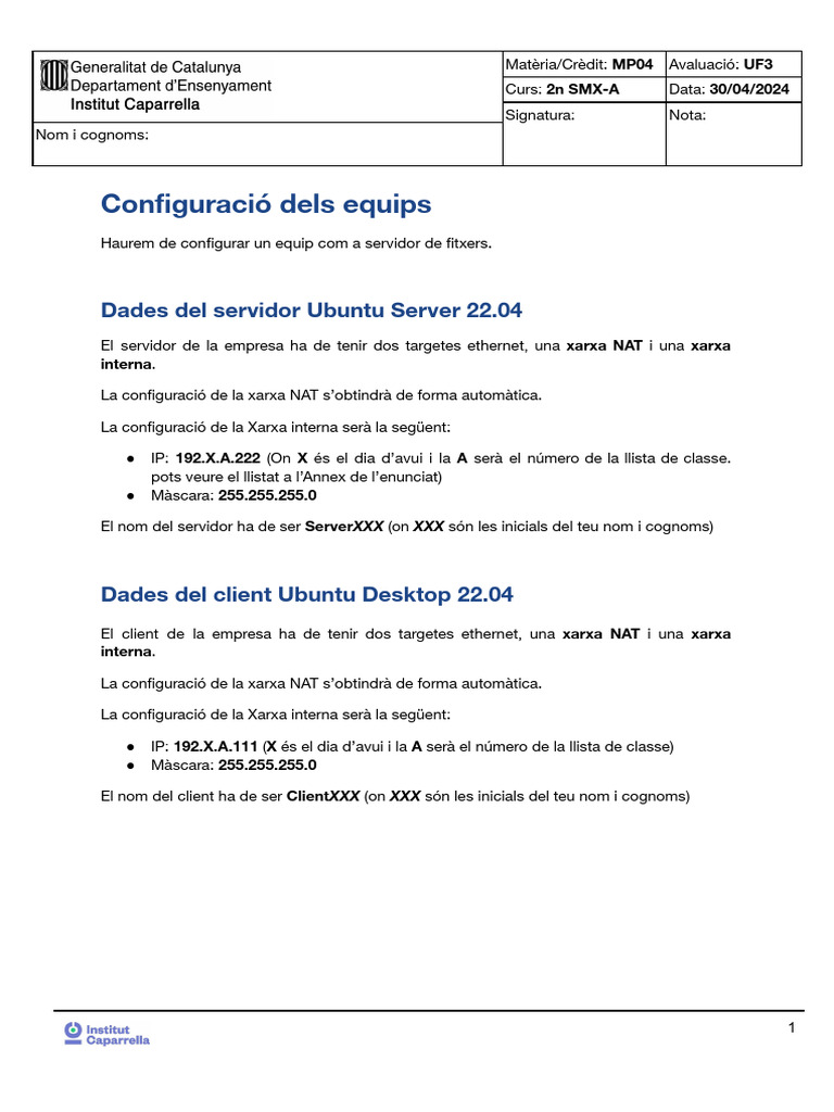 Examen NFS Linux-UF3 2n-SMX-A | PDF