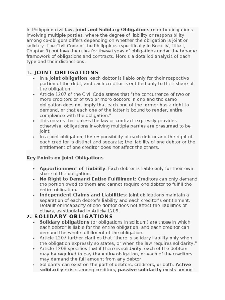 SOLIDARY AND JOINTLY | PDF | Civil Law (Legal System) | Private Law