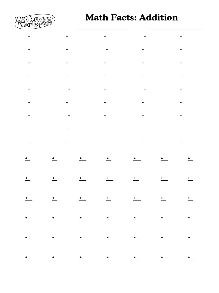 WorksheetWorks Math Facts Addition 5 | PDF