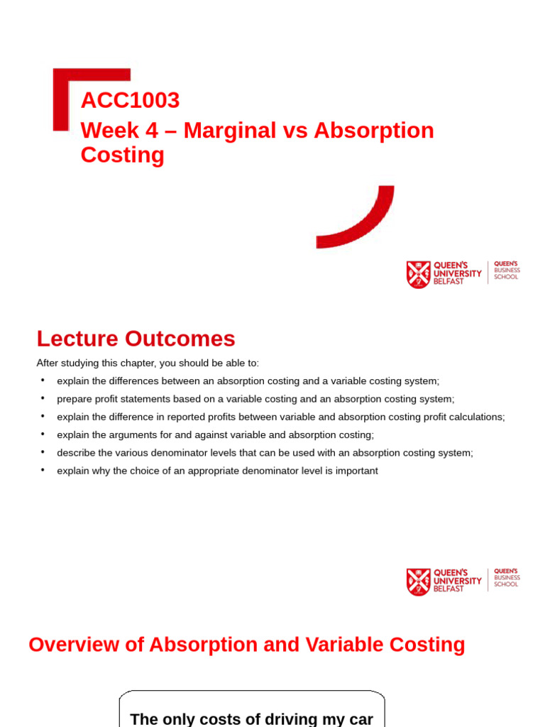 Marginal Vs Absorption Costing | PDF | Cost Of Goods Sold | Gross Margin