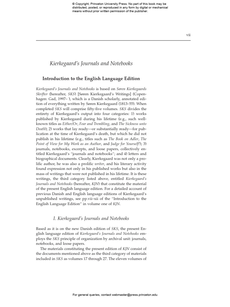 Kierkegaard's Journals and Notebooks Overview | PDF | Søren Kierkegaard