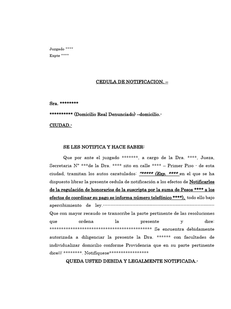 Modelo Cedula Honorarios | PDF