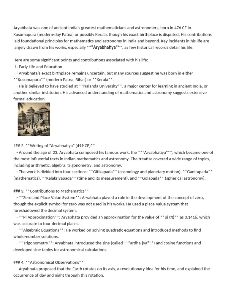 Aryabhata Was An Ancient Indian Mathematician and Astronomer | PDF ...
