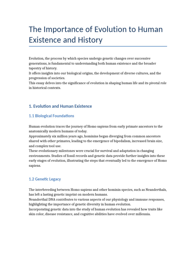Evolution_Human_Existence_History | PDF | Evolution | Human