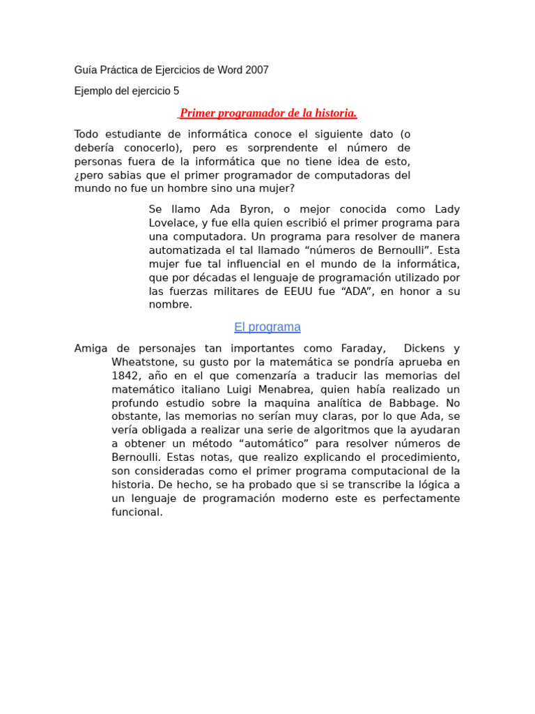 Guía Practica de Ejercicios de Word 2007 | PDF
