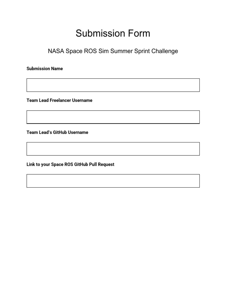 NASA Space ROS Sim Summer Sprint Challenge _ Submission Form | PDF