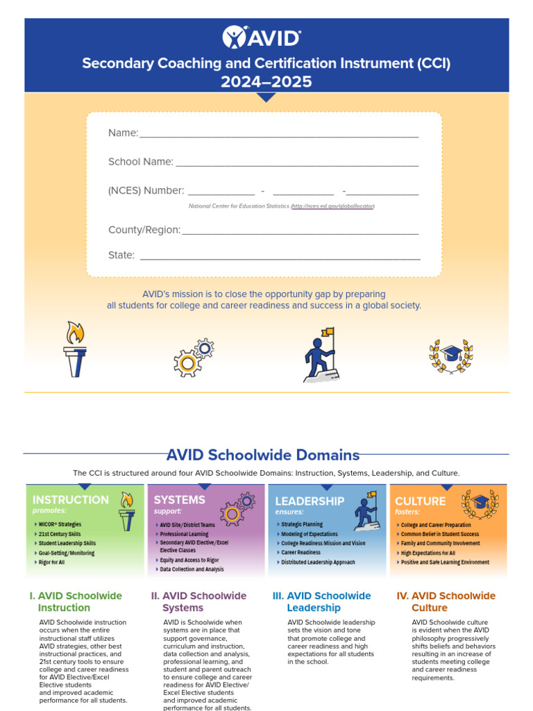 AVID 2024-2025 SecondaryCCI 050124 Gold Fillable | PDF | Leadership