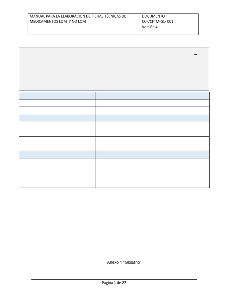 MANUAL ELABORACI N FTM LOM Y NO LOM - VERSI N 4 Aval CCF Sesi N 2018-44 | PDF | Medicamentos con ...