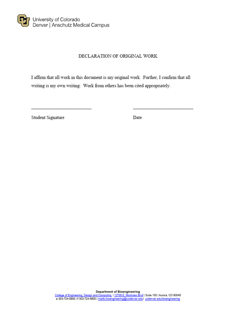 Declaration of Original Work | PDF